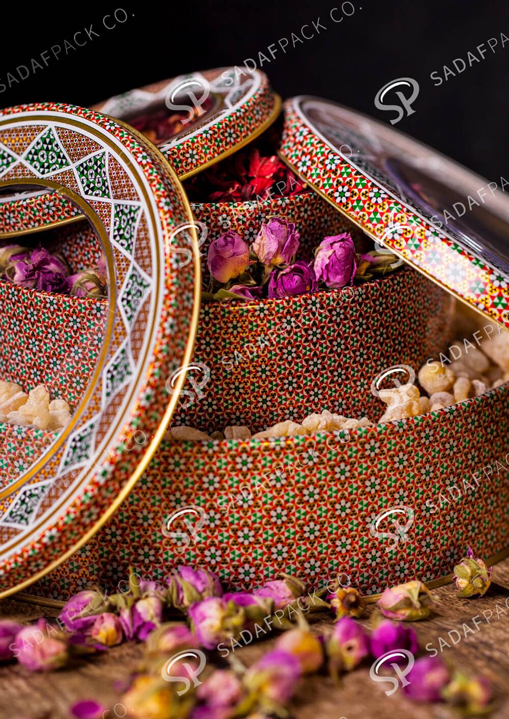 Metal and tin-box containers for saffron and nuts - SadafPack